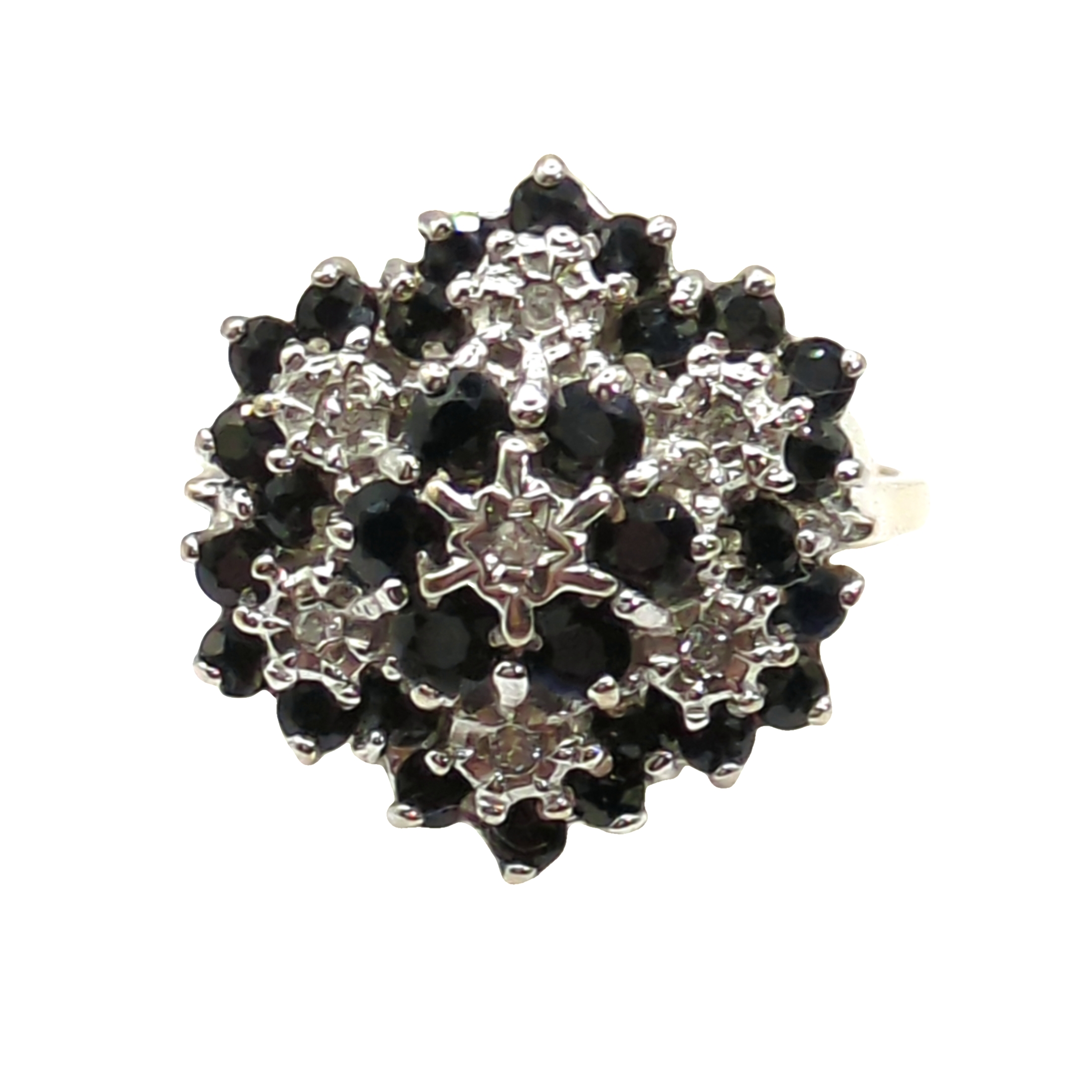 9ct yellow gold sapphire and diamond large cluster ring - conroycouch